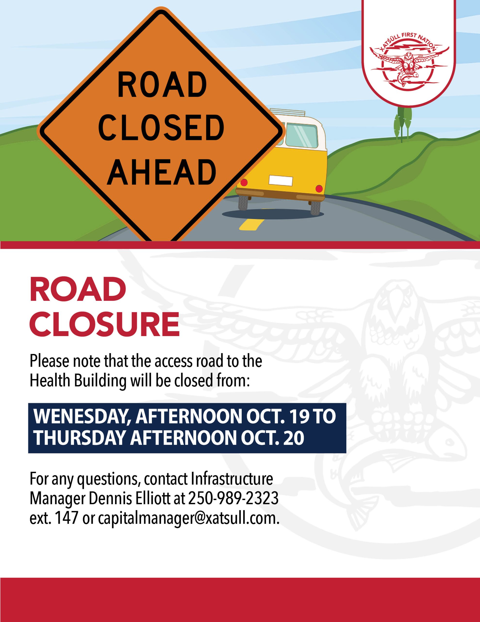 Temporary road closure to health - Xatśūll First Nation