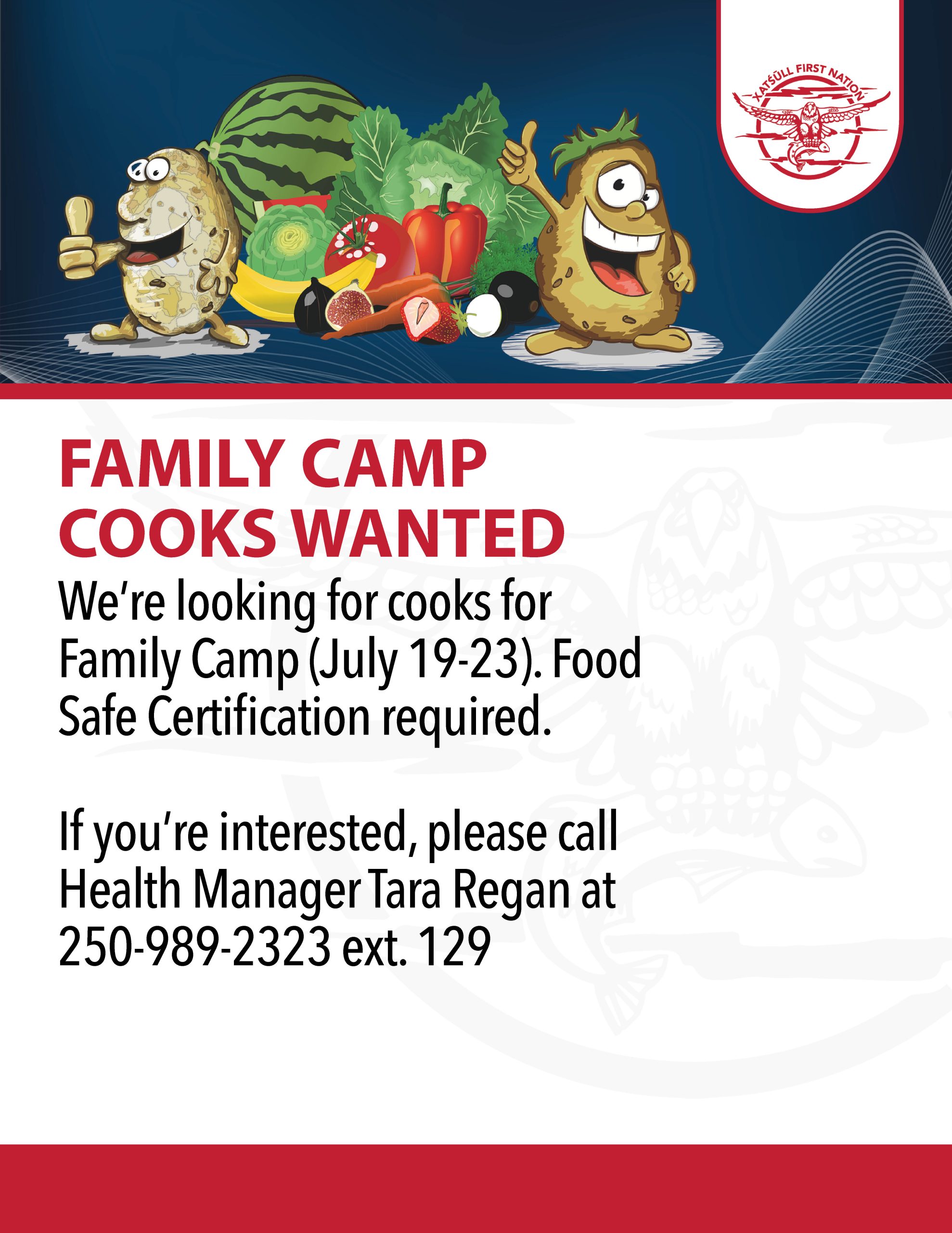 Family Camp Cook Wanted - Xatśūll First Nation